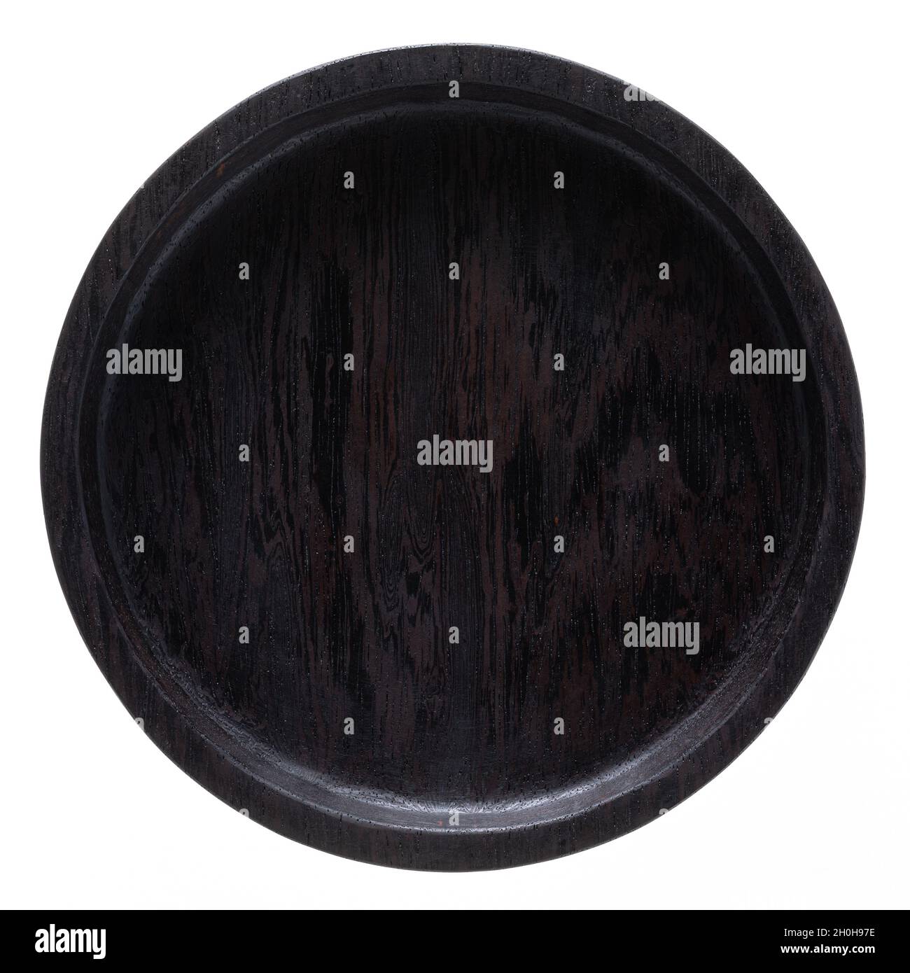 Handmade round black natural texture wooden plate. Handmade wooden ...