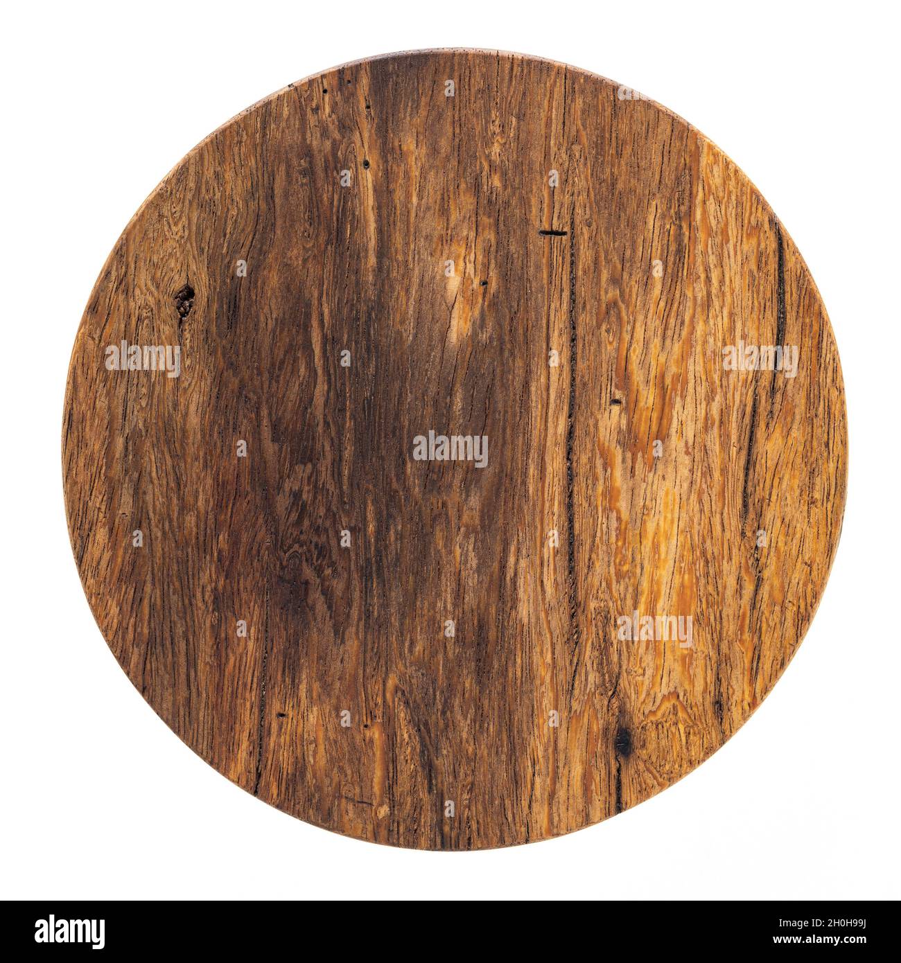 Wooden plate isolated on white background. Round handmade wooden ...