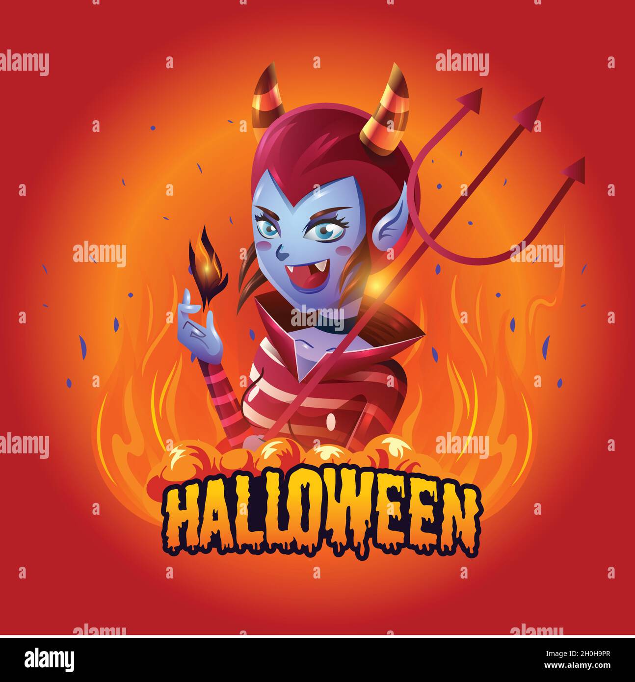 realistic cute halloween satan vector design illustration Stock Vector ...