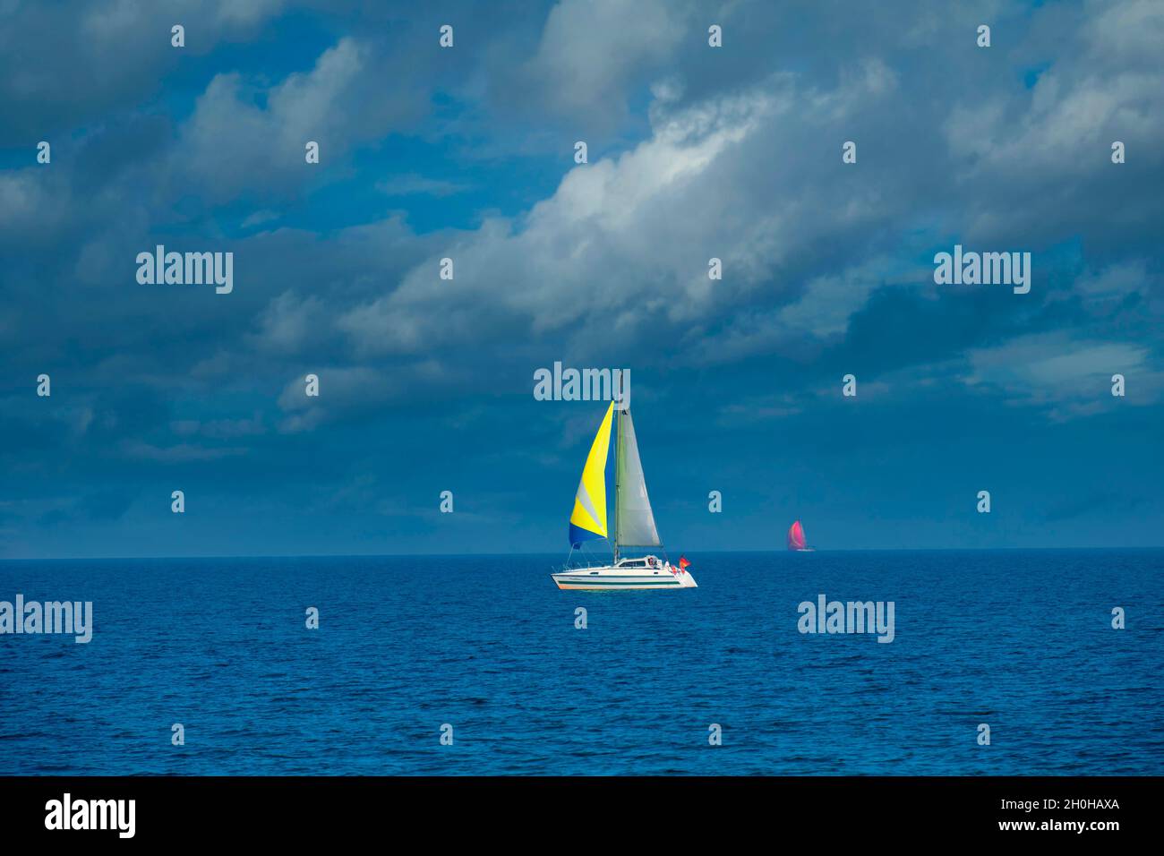 Sailing ships off Heringsdorf, Usedom Island, Mecklenburg-Western ...