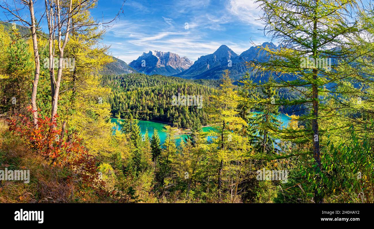 Fernpass with Zugspitze massif and Blindsee, Fern, Biberwier, Tyrol ...