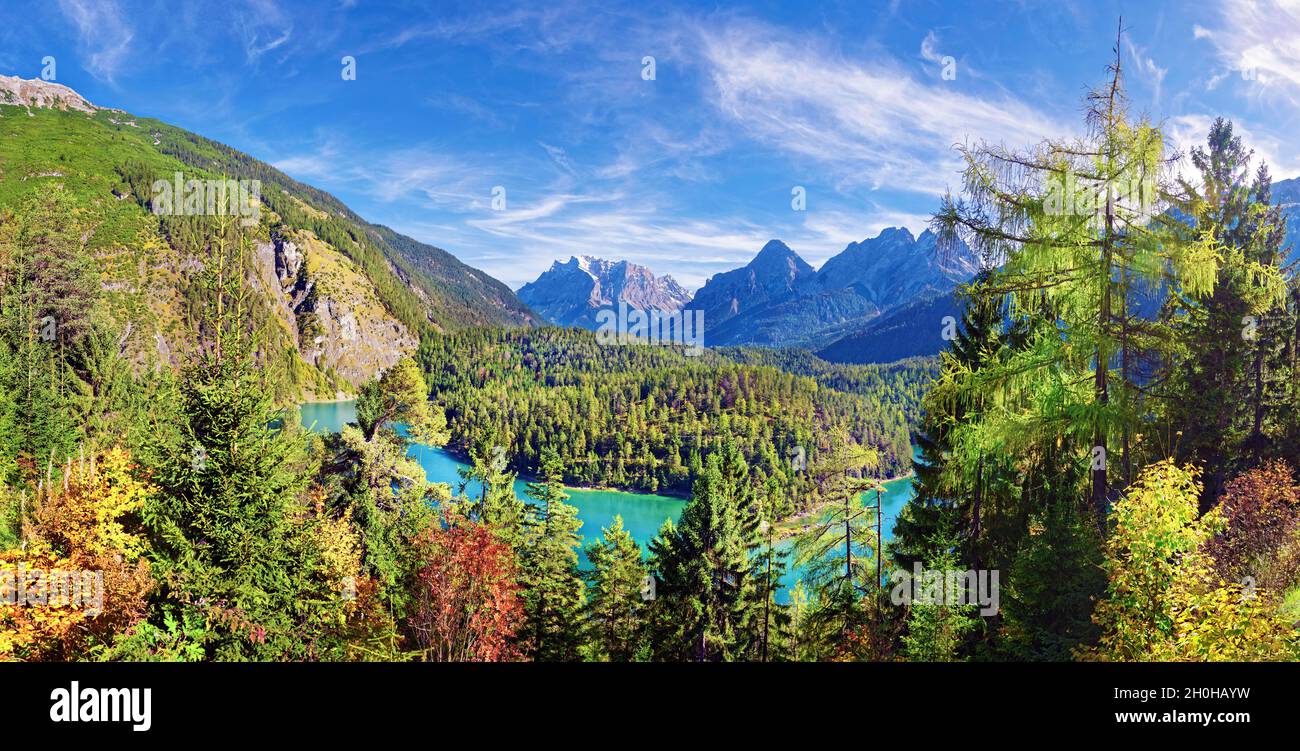 Fernpass with Zugspitze massif and Blindsee, Fern, Biberwier, Tyrol ...