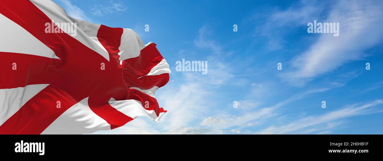 United Kingdom without Scotland part flag at cloudy sky background on ...