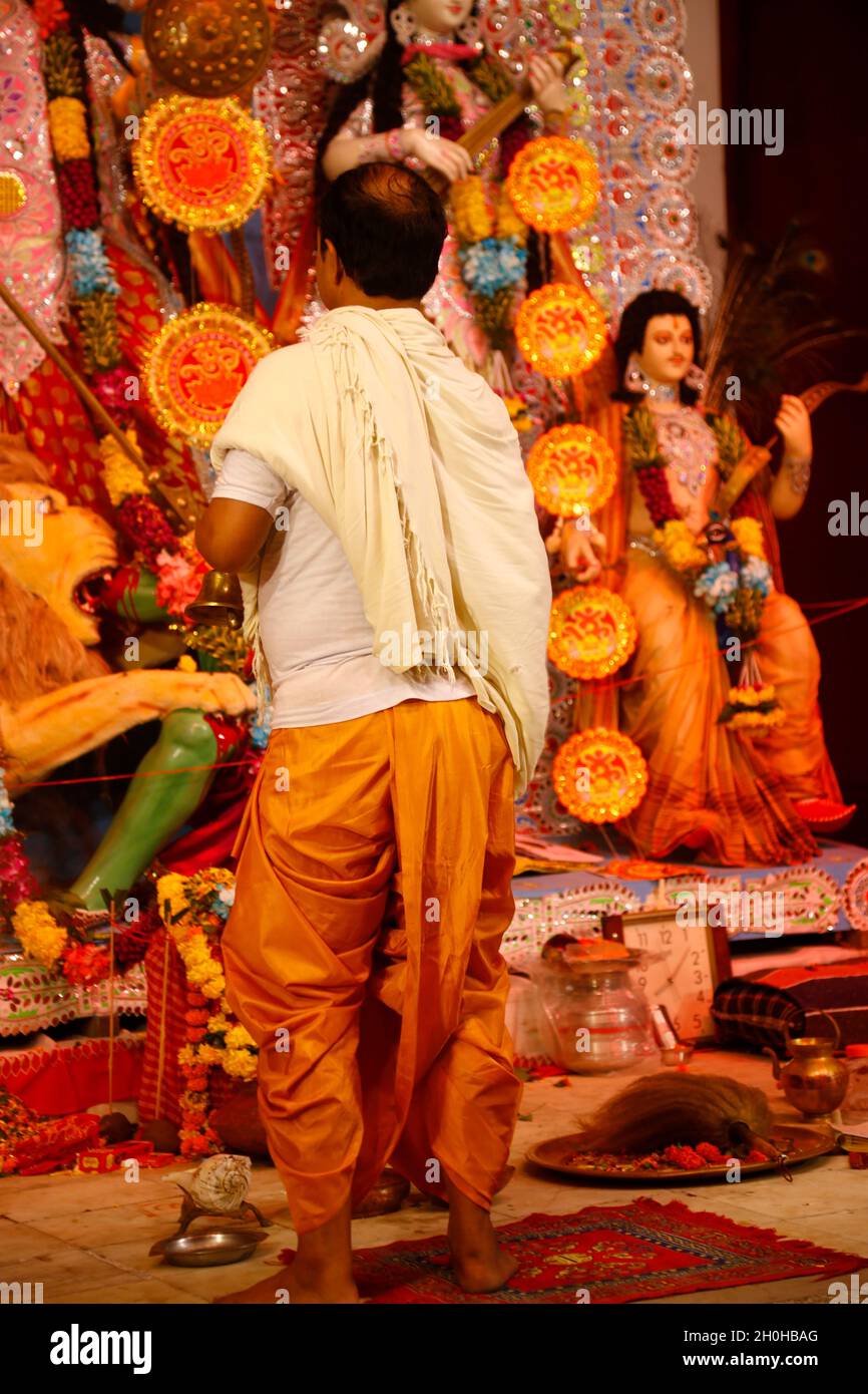 Delhi, India. 12th Oct, 2021. Maha Saptami is day 7 of the 10-day long ...