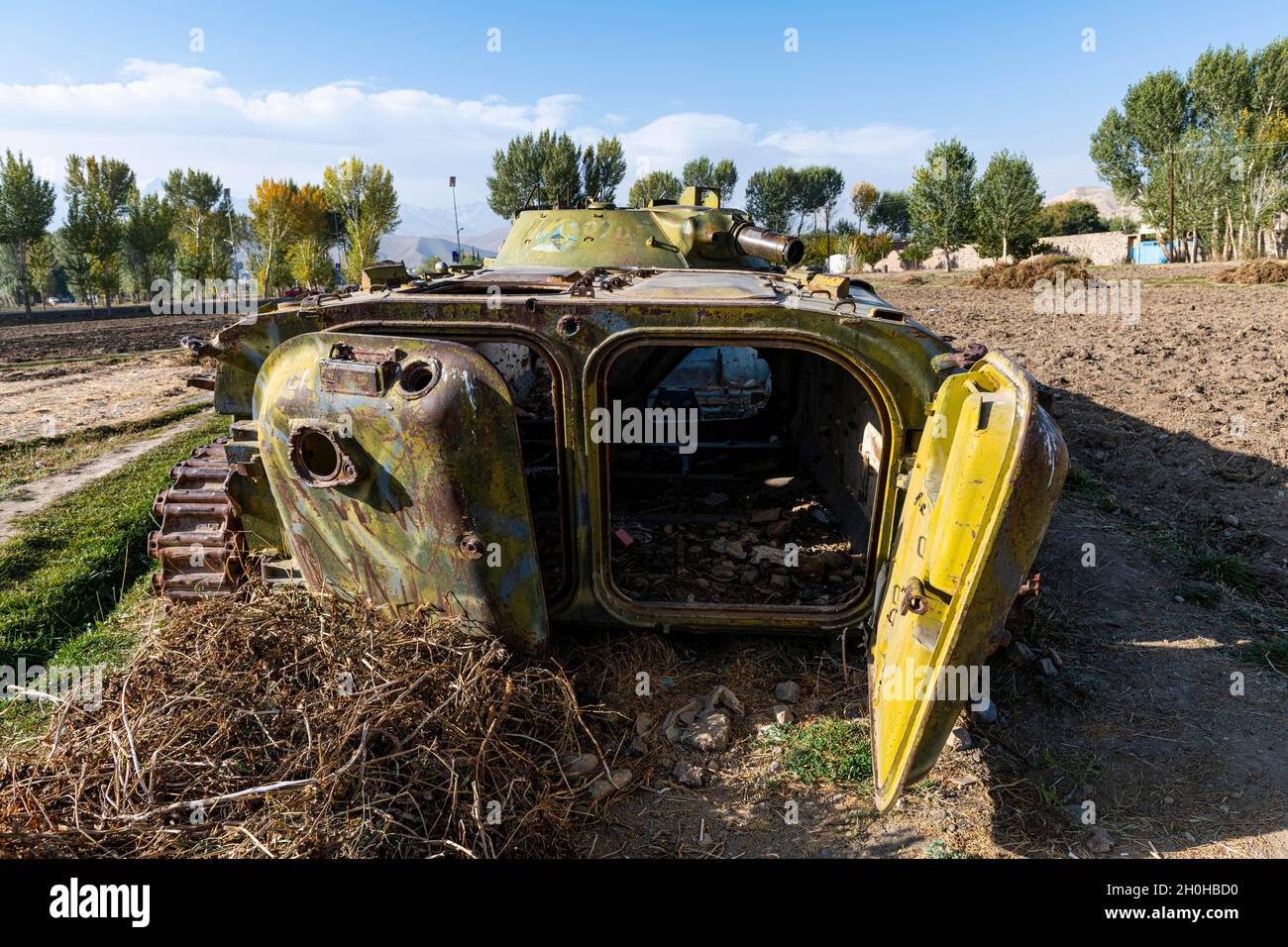 Old soviet tank coloured in funky colours, Bamyan, Afghanistan Stock ...