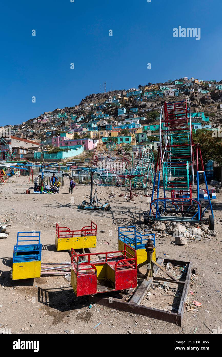 Old fashioned playground at the Sakhi Shah-e Mardan Shrine or Ziyarat-e ...