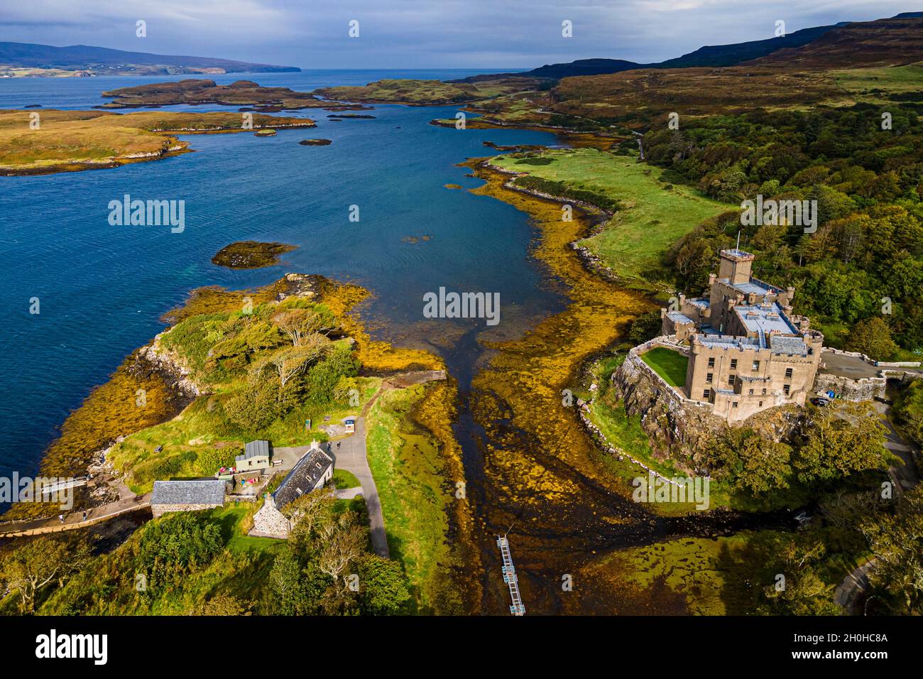 Aerial of Dunvegan castle, Isle of Skye, Scotland, UK Stock Photo - Alamy