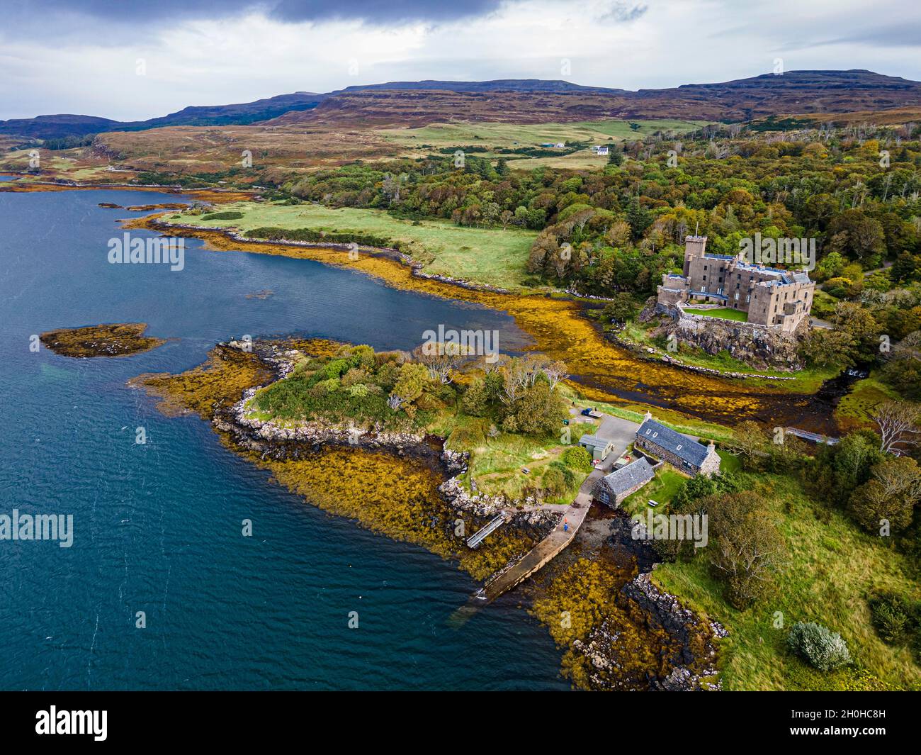 Aerial of Dunvegan castle, Isle of Skye, Scotland, UK Stock Photo - Alamy