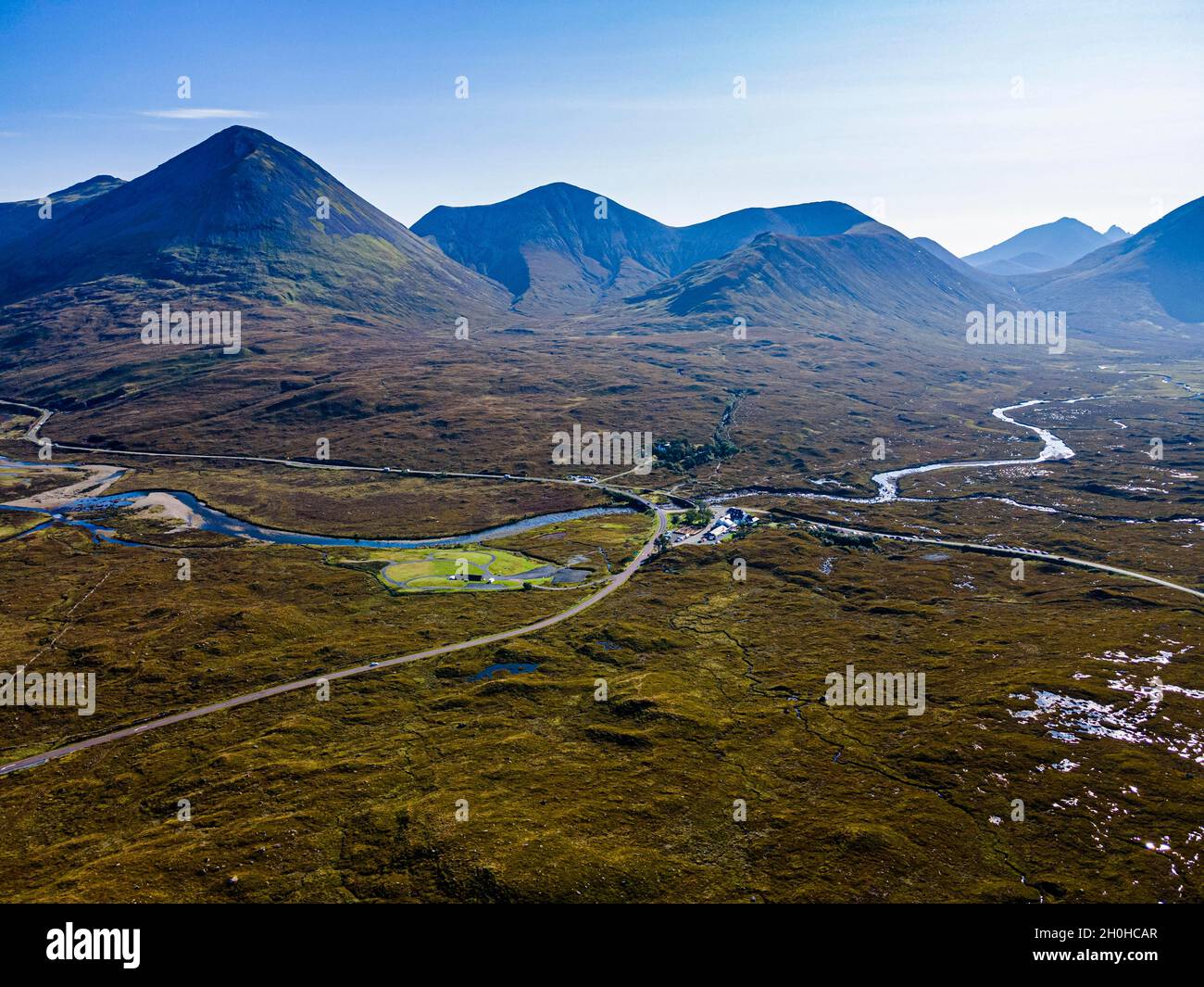 Aerial of the Black Cuillin ridge, Isle of Skye, Scotland, UK Stock ...