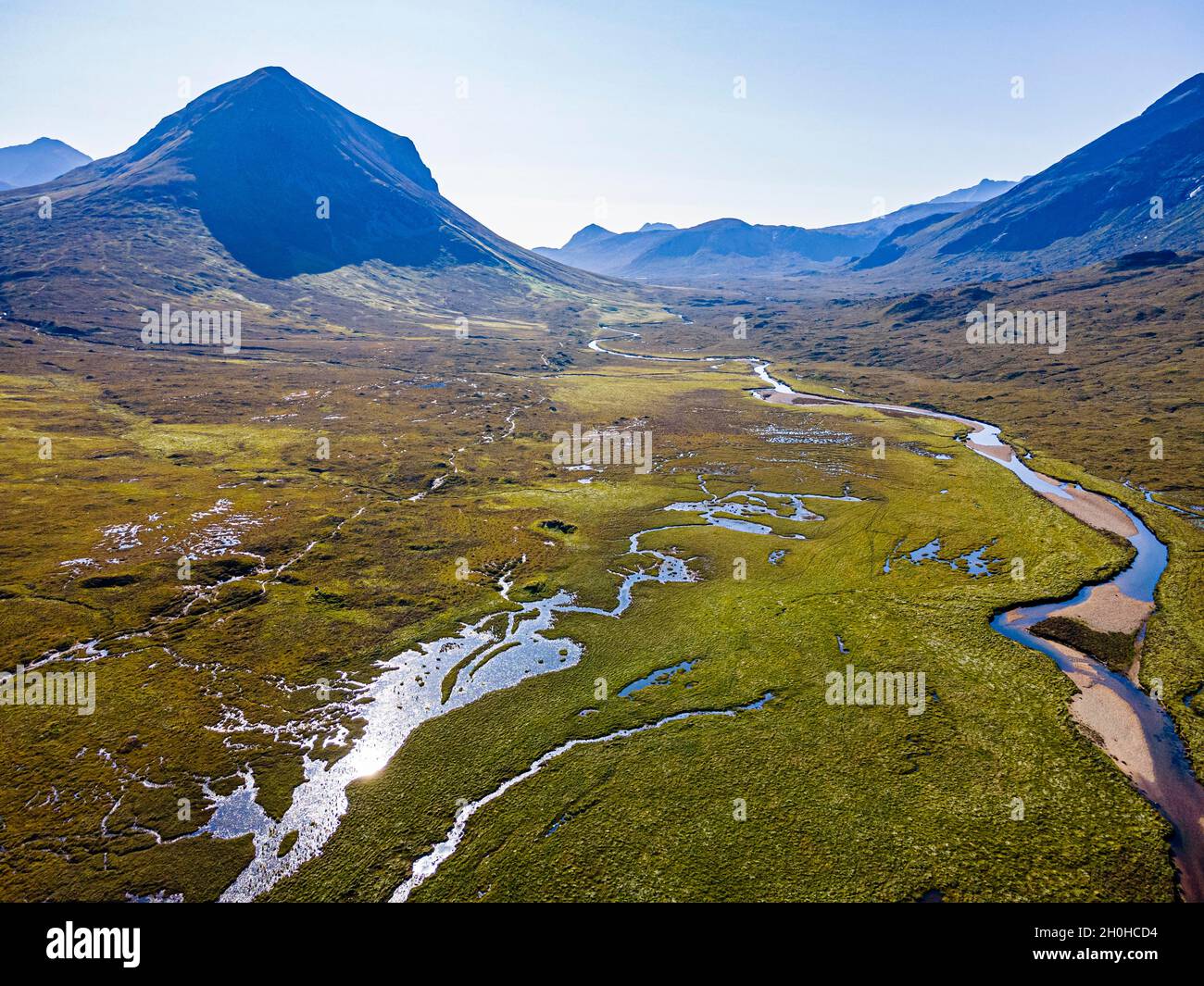 Aerial of the Black Cuillin ridge, Isle of Skye, Scotland, UK Stock ...