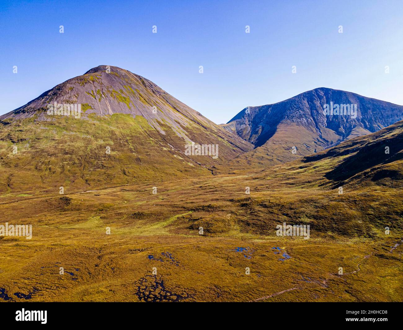 Aerial of the Black Cuillin ridge, Isle of Skye, Scotland, UK Stock ...