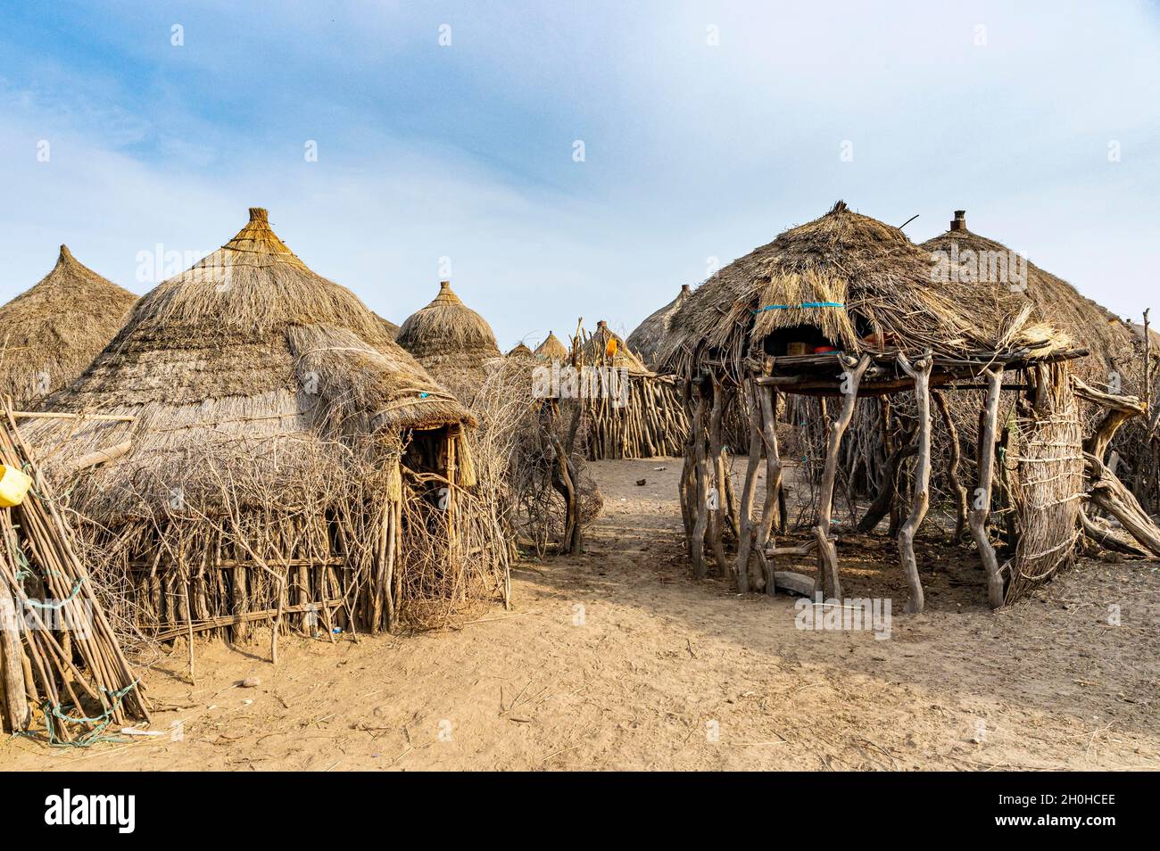 Traditional huts of the Jiye tribe, Eastern Equatoria State, South ...