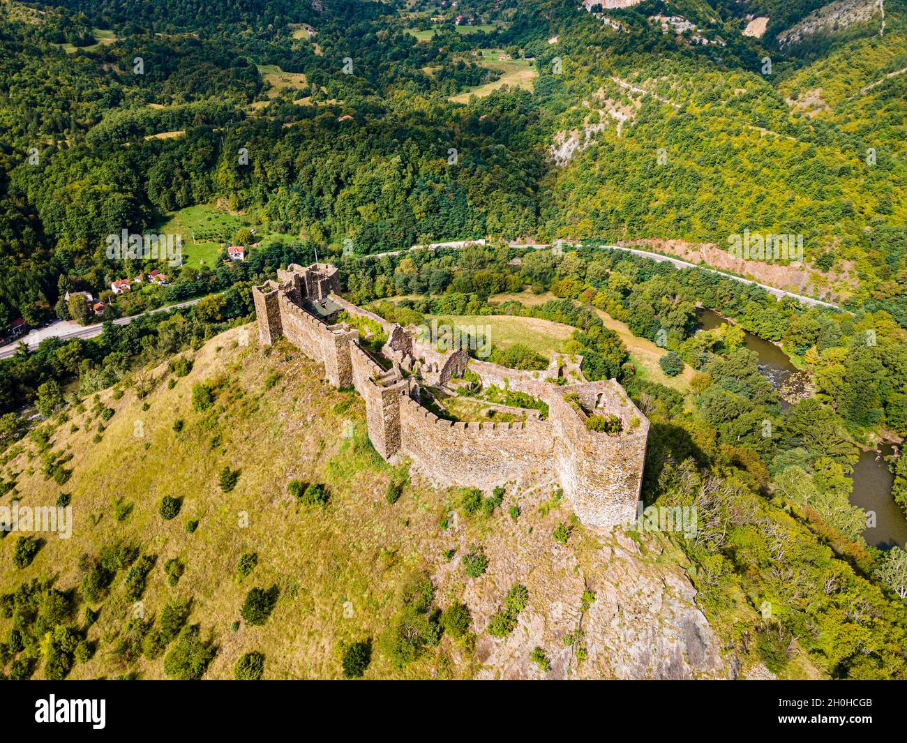 Aerial of the Maglic castle, Kaljevo, Serbia Stock Photo - Alamy