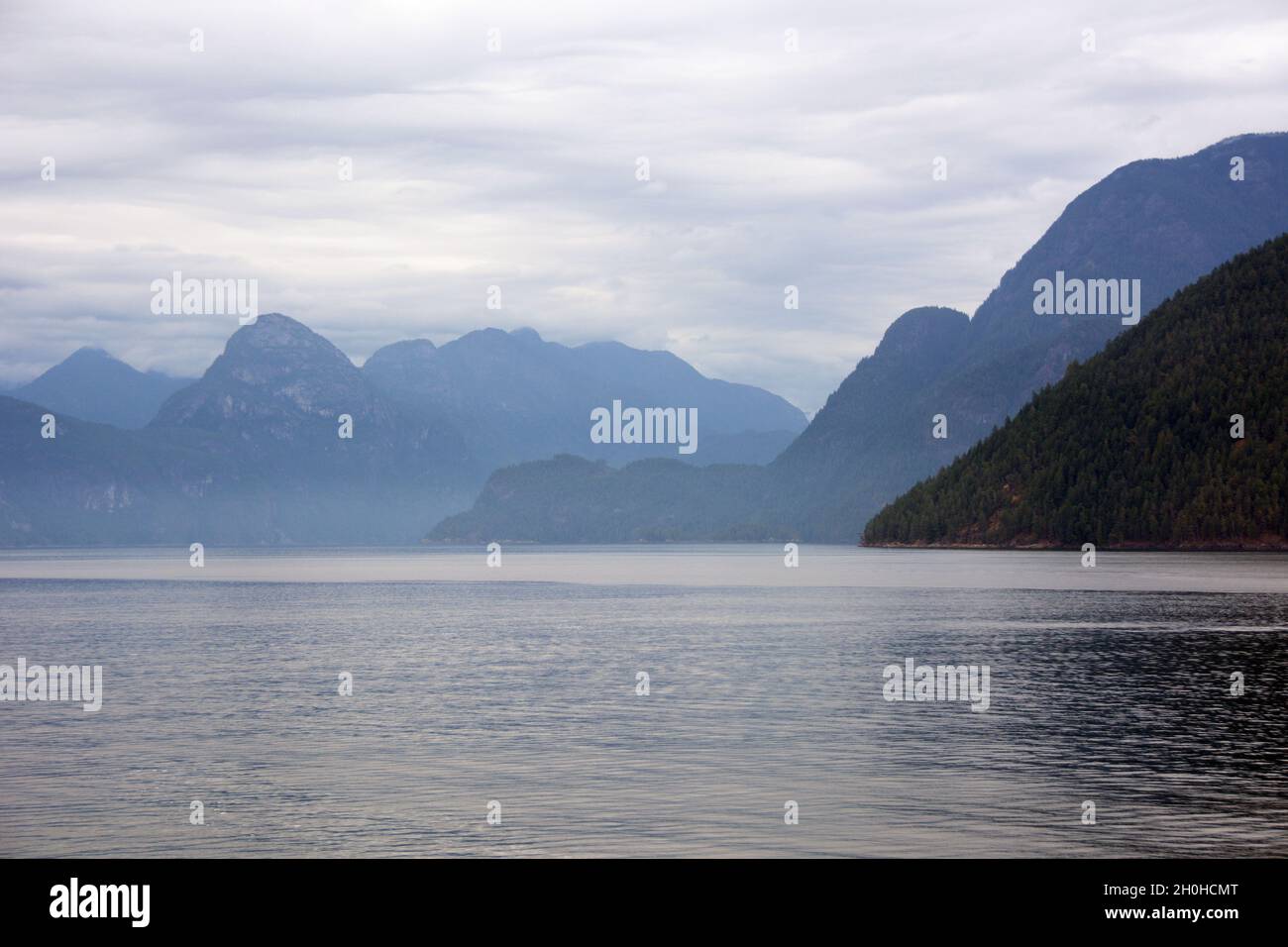 Coast Mountains and temperate rainforest above Jervis Inlet on the ...