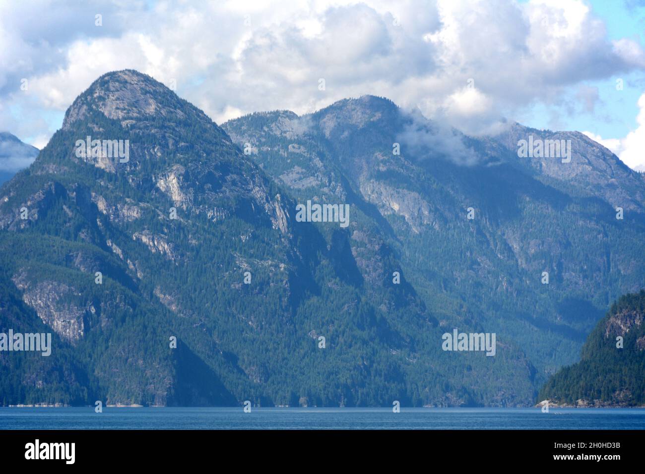 Coast Mountains and temperate rainforest above Jervis Inlet on the ...