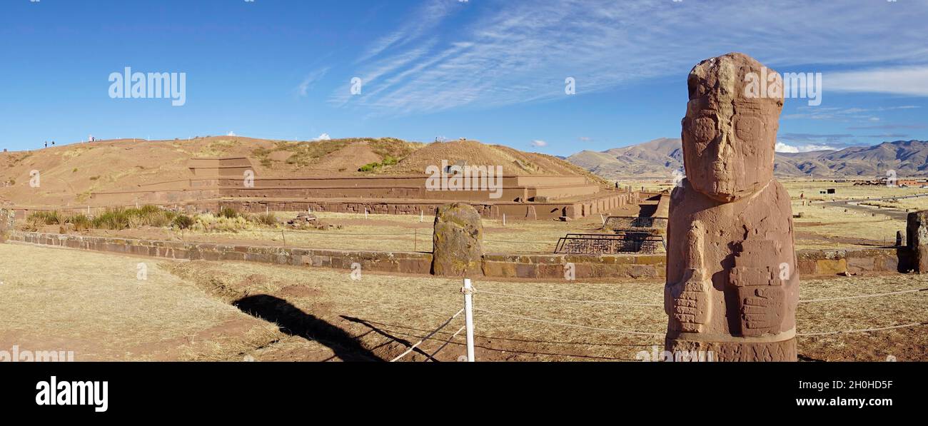 Fraile monolith or monk monolith of the pre-Inca period in the ruins of ...