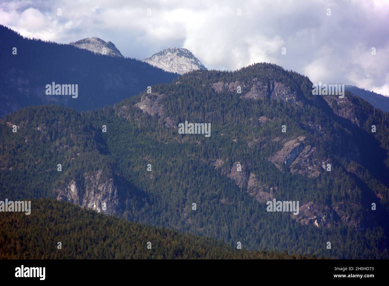 Coast Mountains and temperate rainforest above Jervis Inlet on the ...