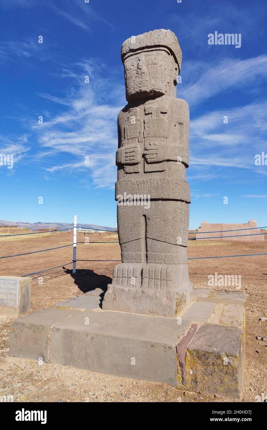 Ponce Monolith, pre-Inca ruins of Tiwanaku, also Tiahuanaco, Unesco ...