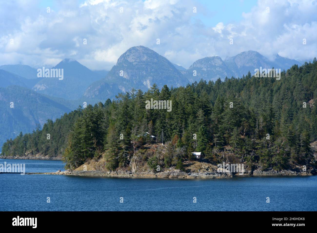 Coast Mountains and temperate rainforest above Jervis Inlet on the ...