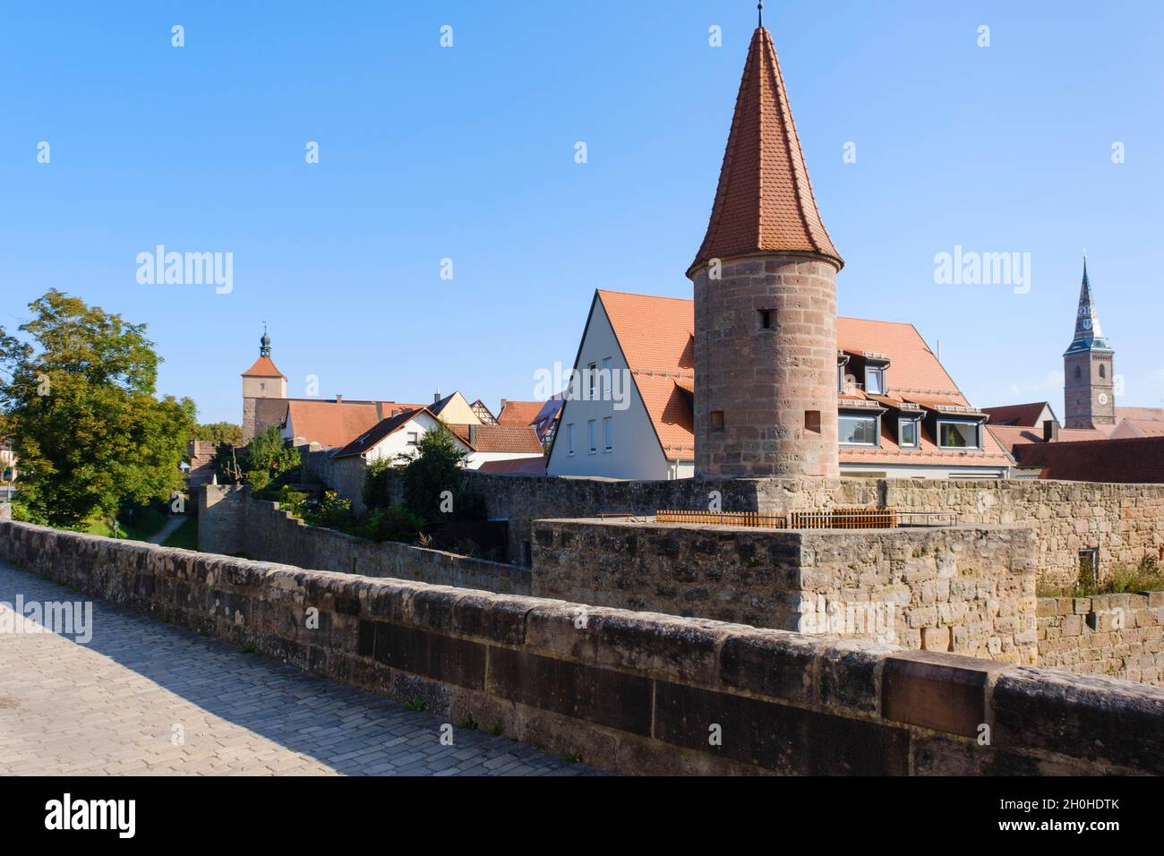 Medieval town with town wall, Wolframs-Eschenbach, Castle Road, Middle ...