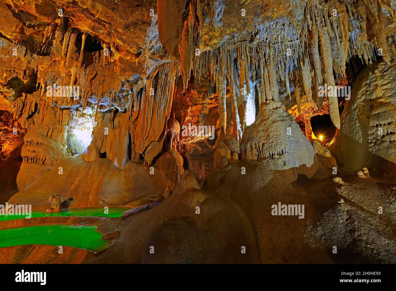Stalagmites and stalactites, Grotte de Baume Obscure, Departement Alpes ...