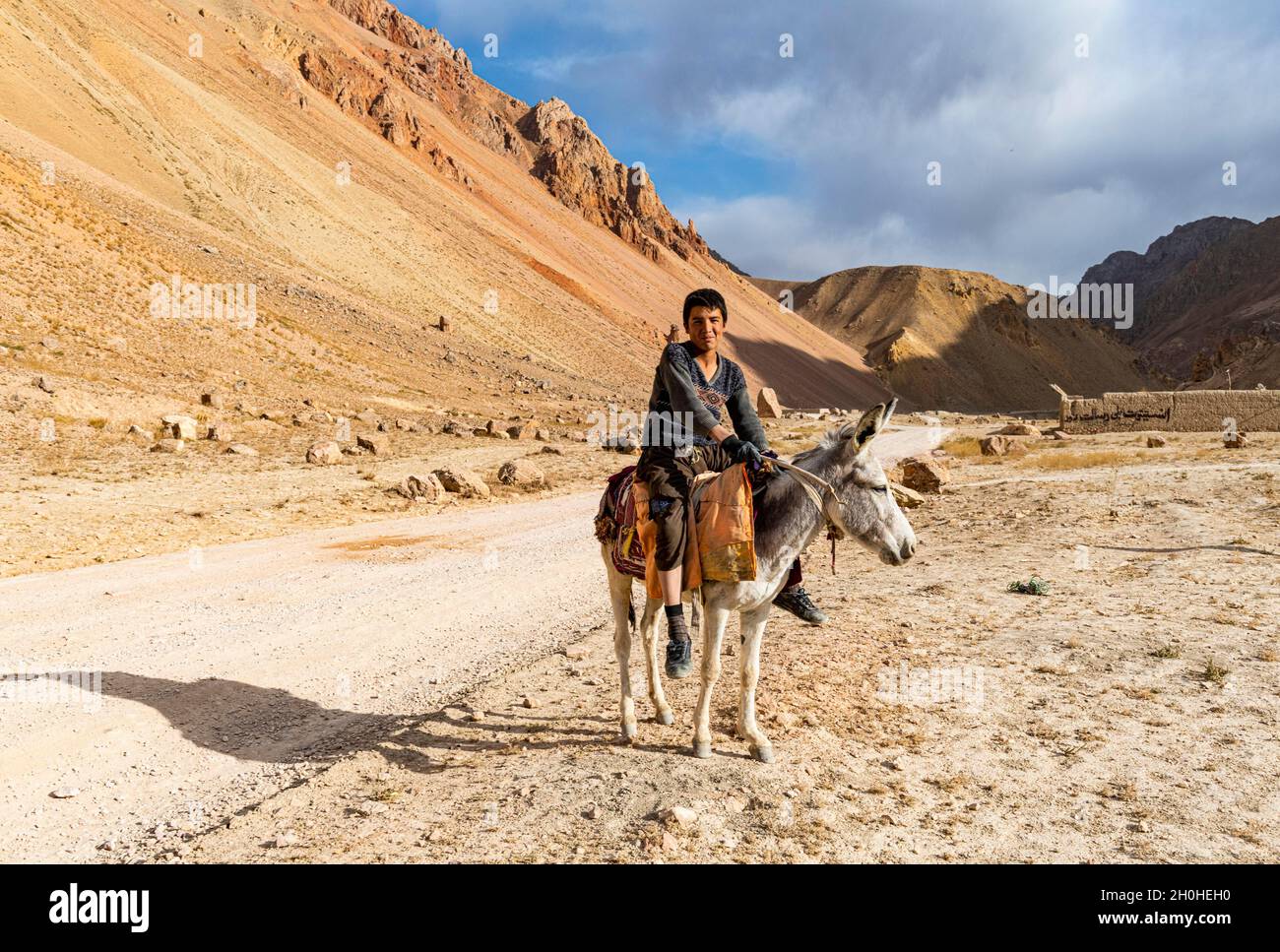 Man with his horse in the valley of, Chehel Burj or forty towers ...