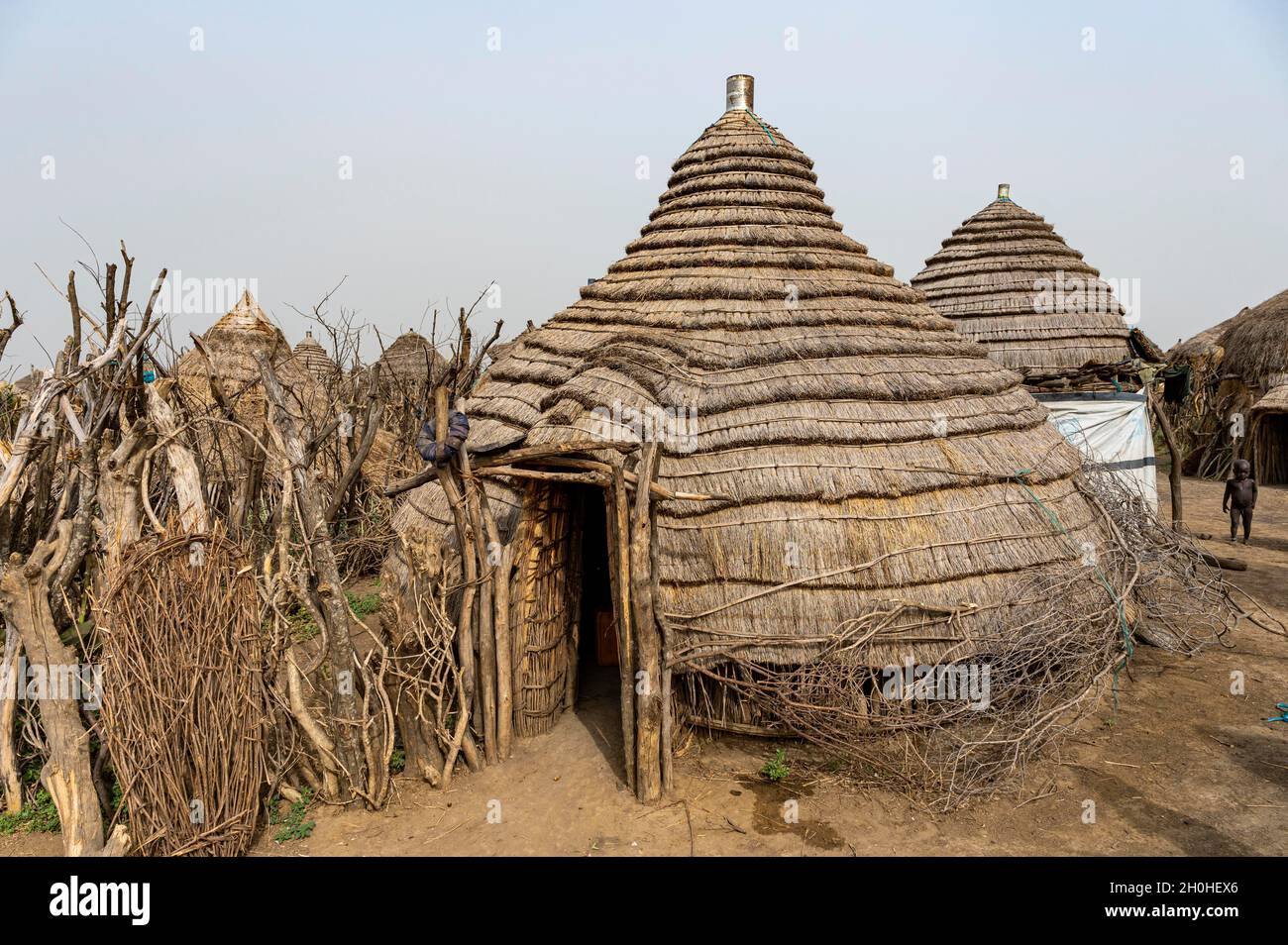 Traditional huts of the Jiye tribe, Eastern Equatoria State, South ...
