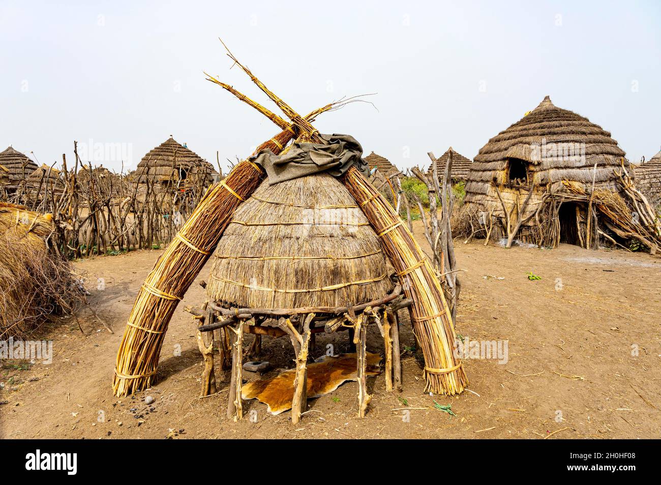 Traditional huts of the Jiye tribe, Eastern Equatoria State, South ...