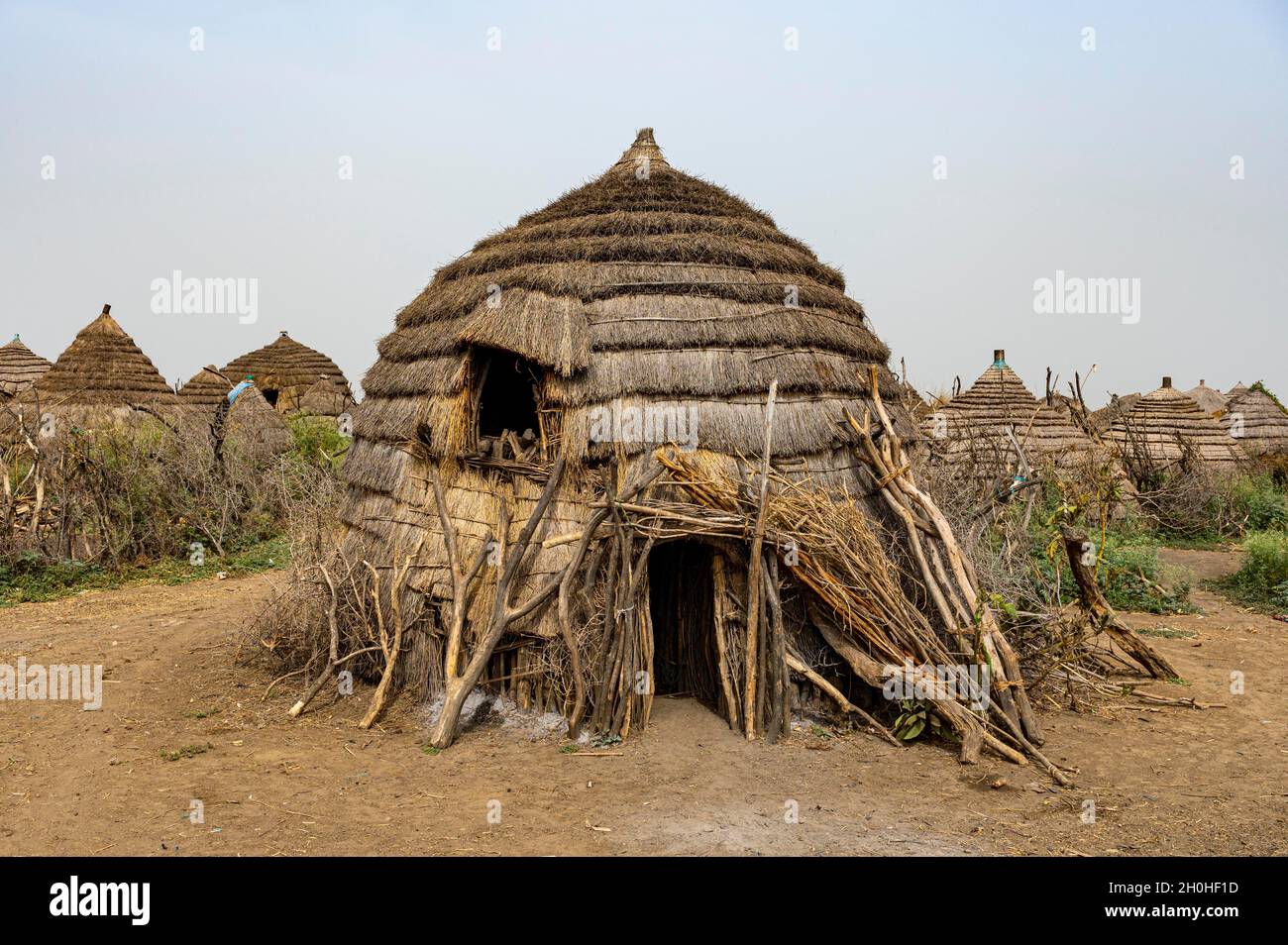 Traditional huts of the Jiye tribe, Eastern Equatoria State, South ...
