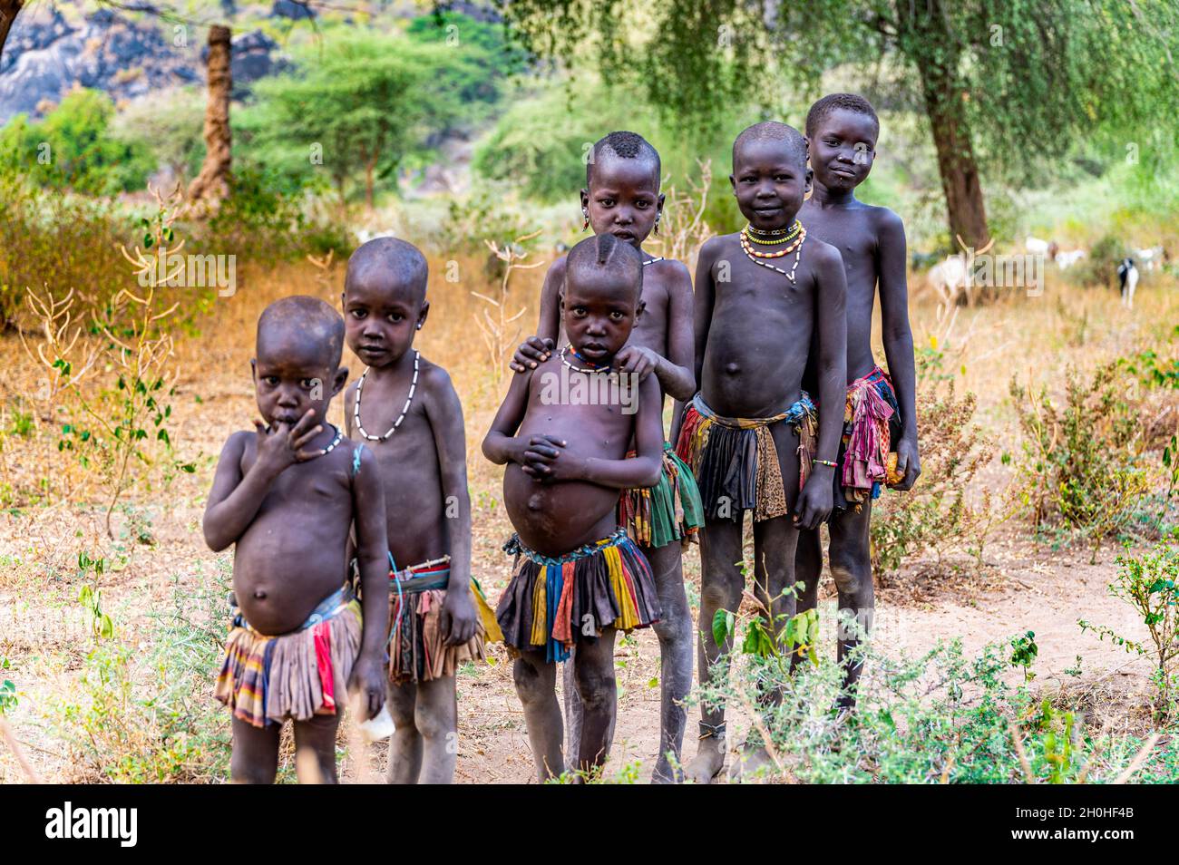Children Standing In A Row