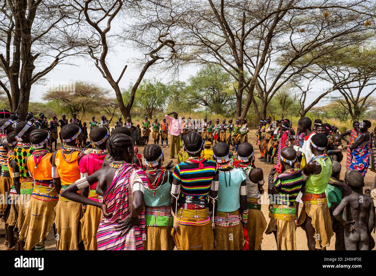Assembly of a Laarim tribe, Boya hills, Eastern Equatoria, South Sudan ...