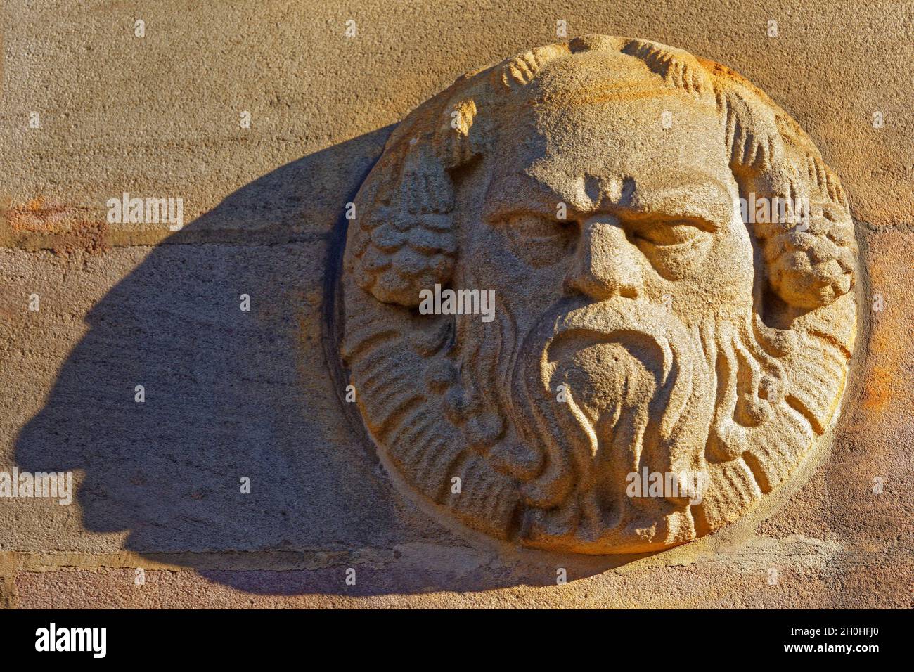 Relief, sculpture, head, ghost face, allegory, emblem, symbol, allegory ...