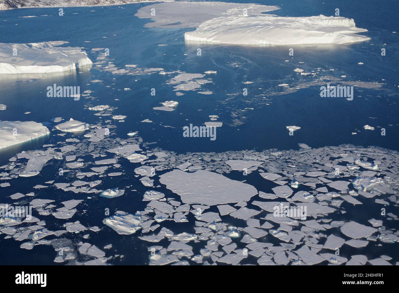 Icebergs from above, aerial view, Ilulissat, Icefjord, Sermeq Kujalleq ...