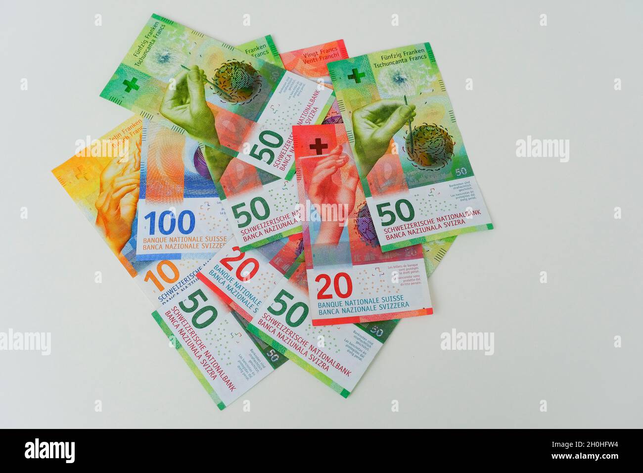 Miscellaneous banknotes, Swiss franc Stock Photo - Alamy