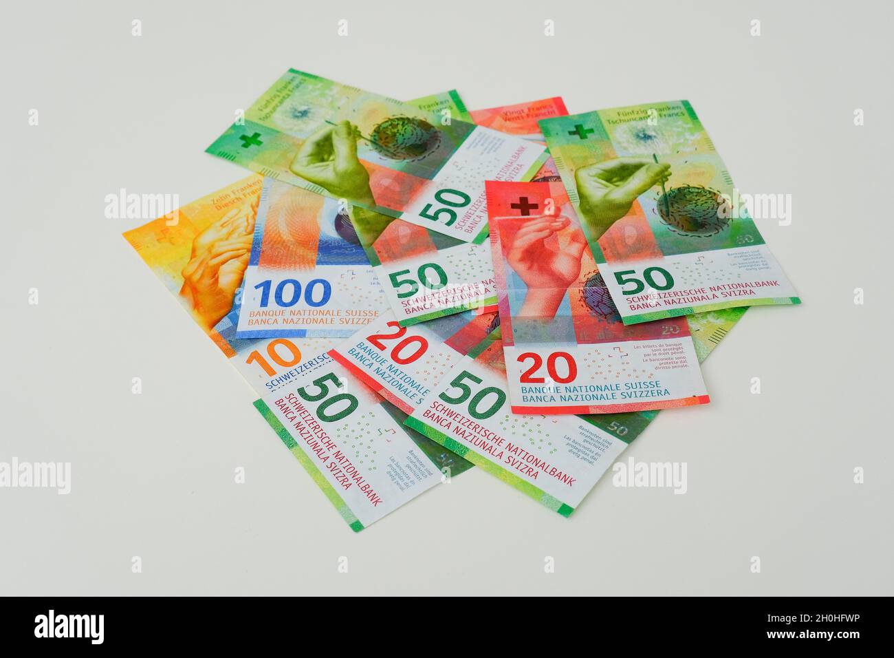Miscellaneous banknotes, Swiss franc Stock Photo - Alamy