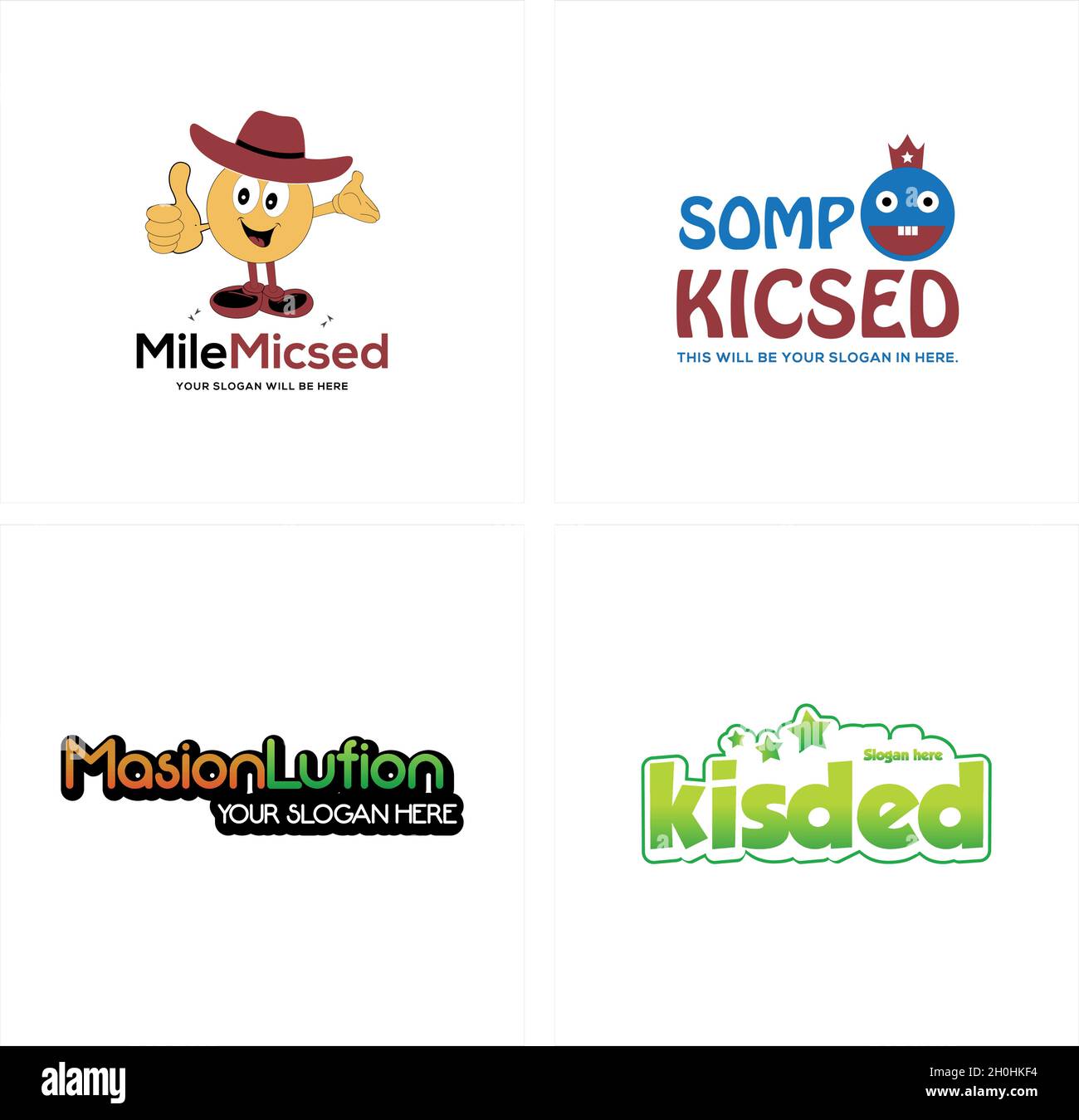 Modern collection of vector logos with characters and colorful text ...