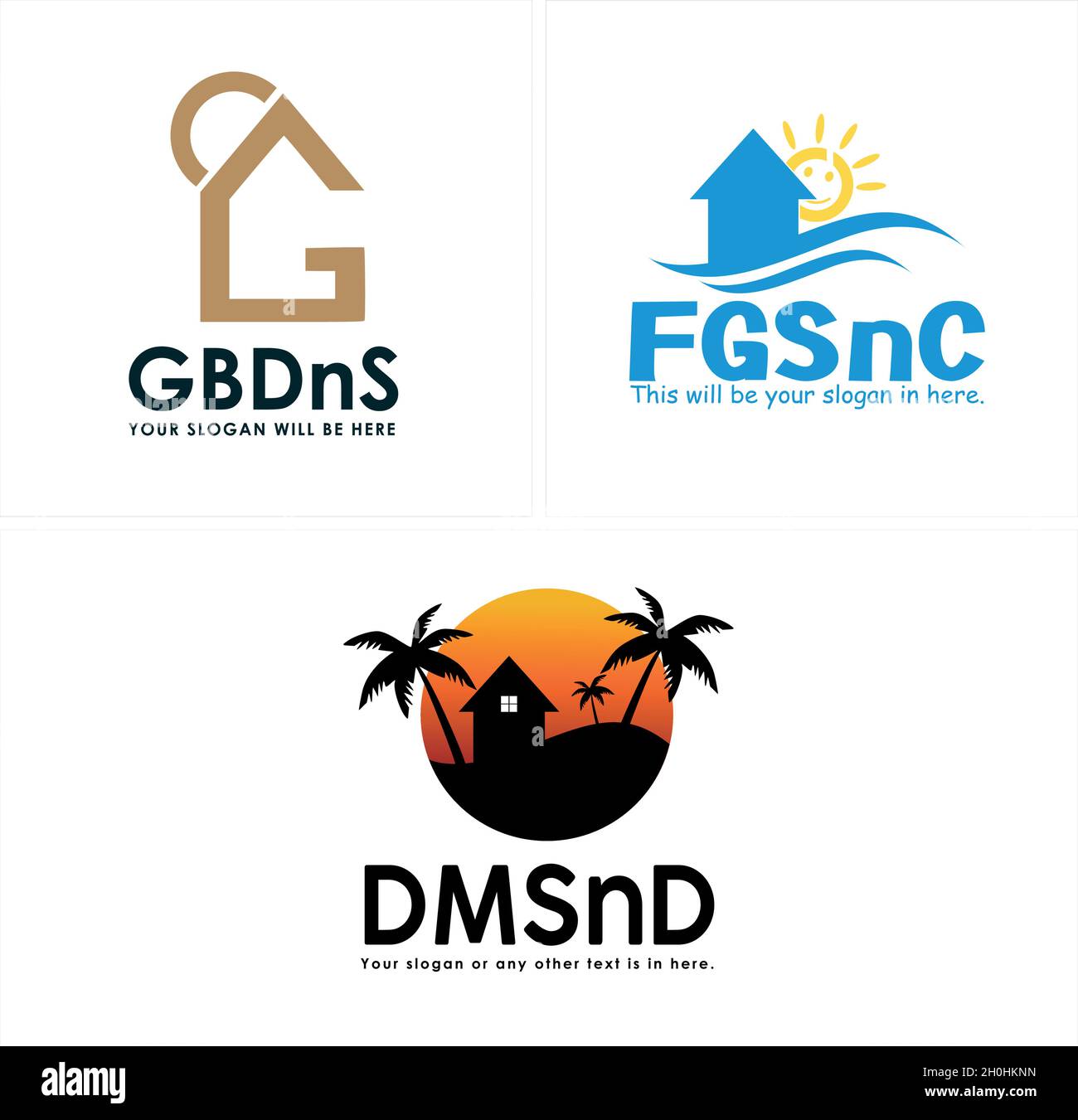 Modern home beach resort logo design Stock Vector Image & Art - Alamy