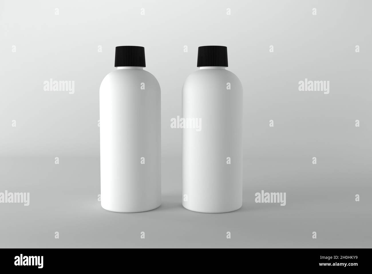 3d render of white bottles with black caps isolated on white background ...