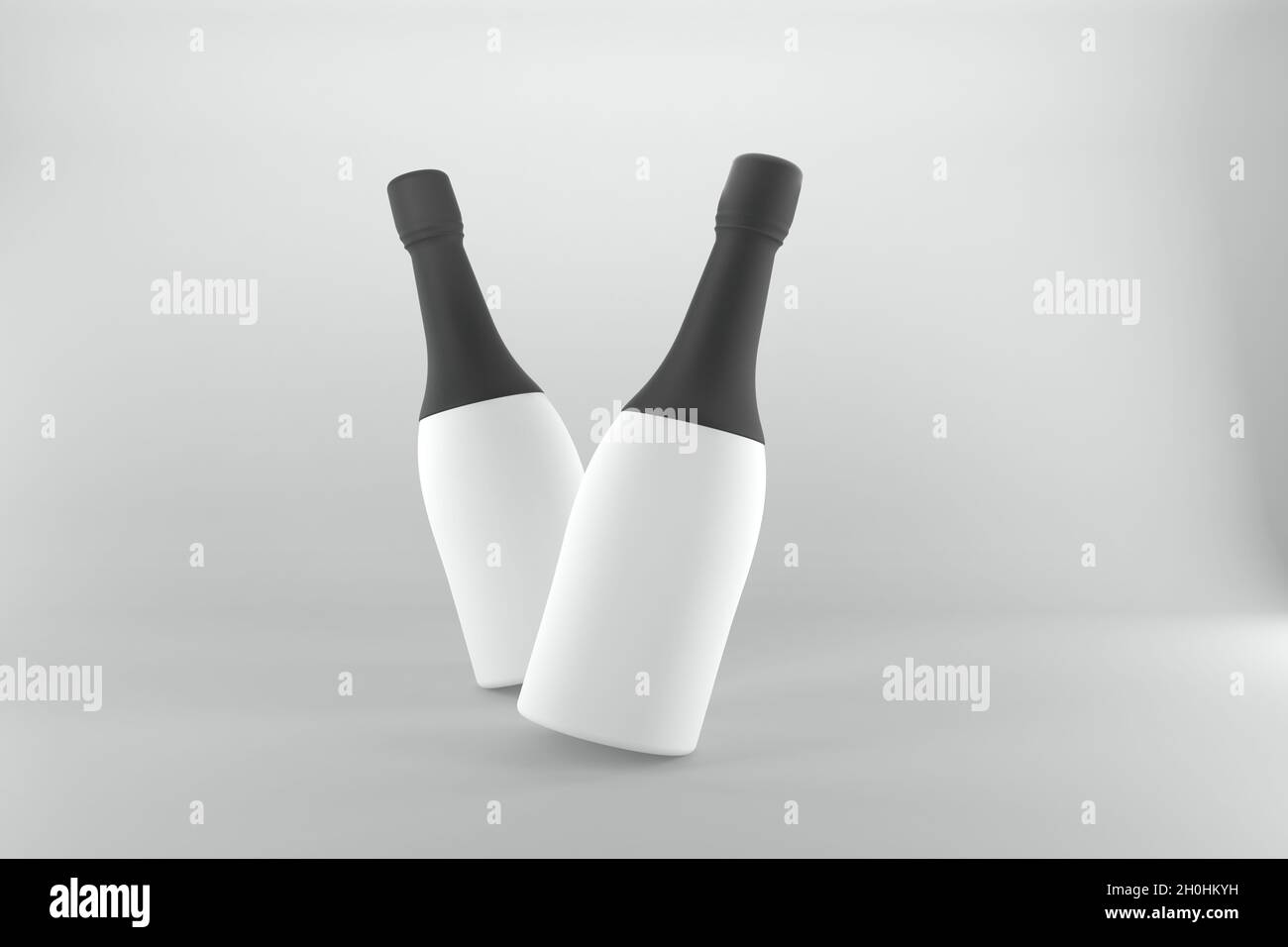 3d render of white bottles with black caps isolated on white background ...