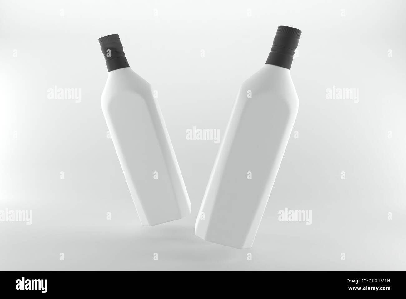 3d render of white bottles with black caps isolated on white background ...