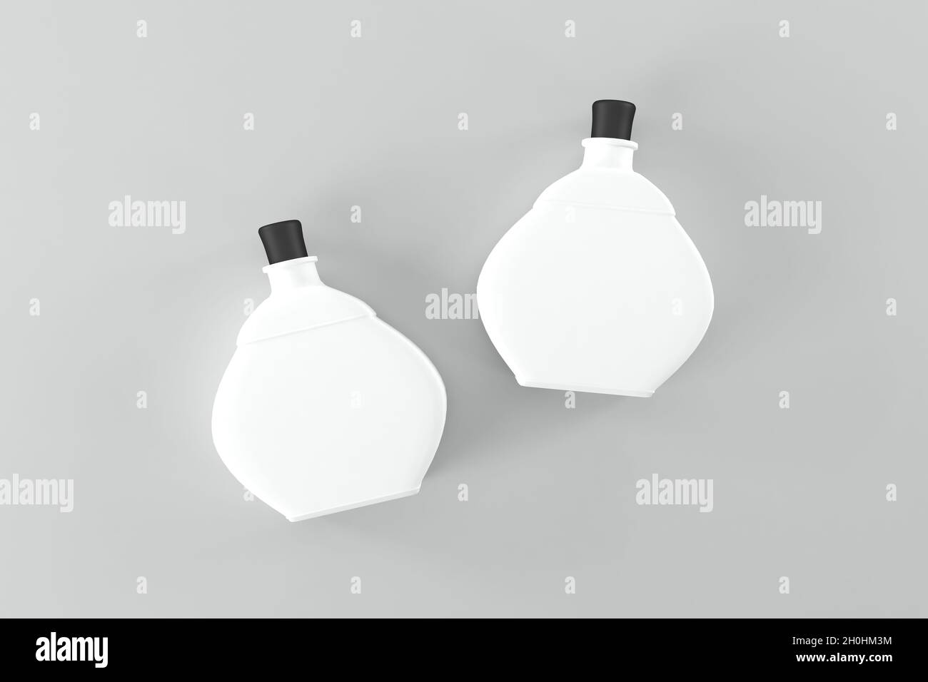 3d render of white bottles with black caps isolated on white background ...