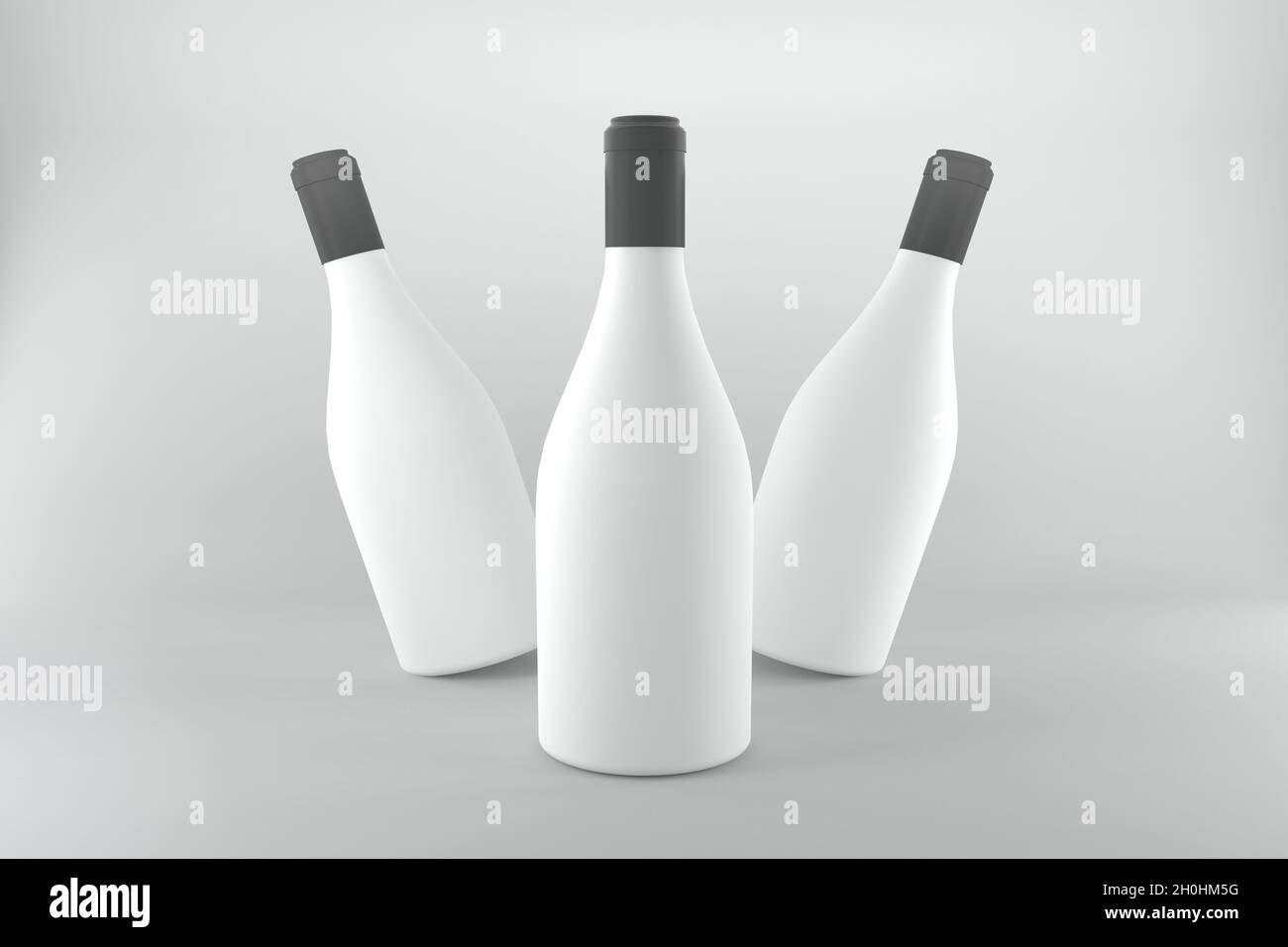 3d render of white bottles with black caps isolated on white background ...
