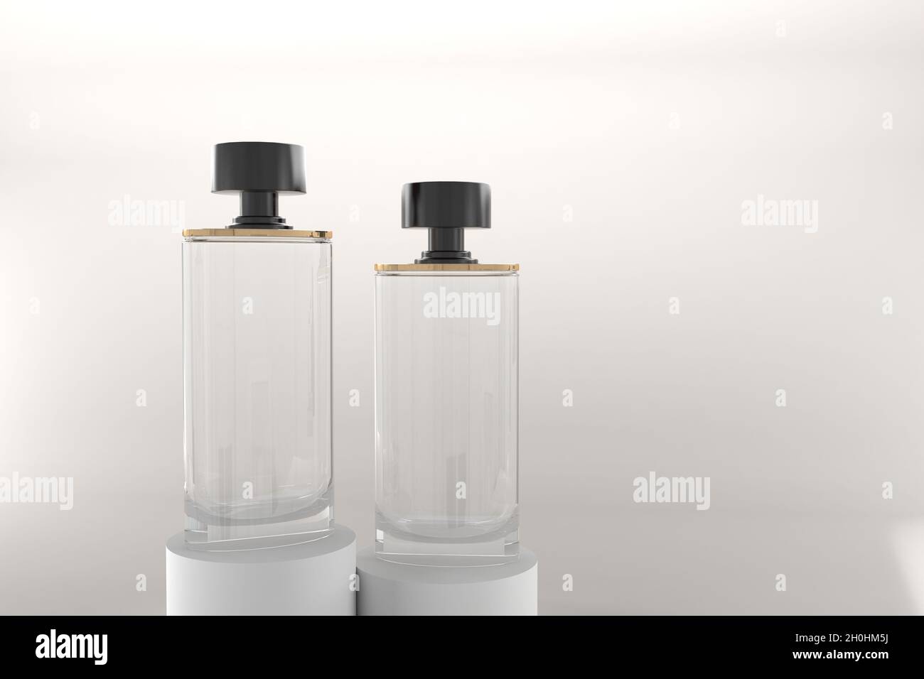 3d render of a clear bottle with black caps isolated on white ...