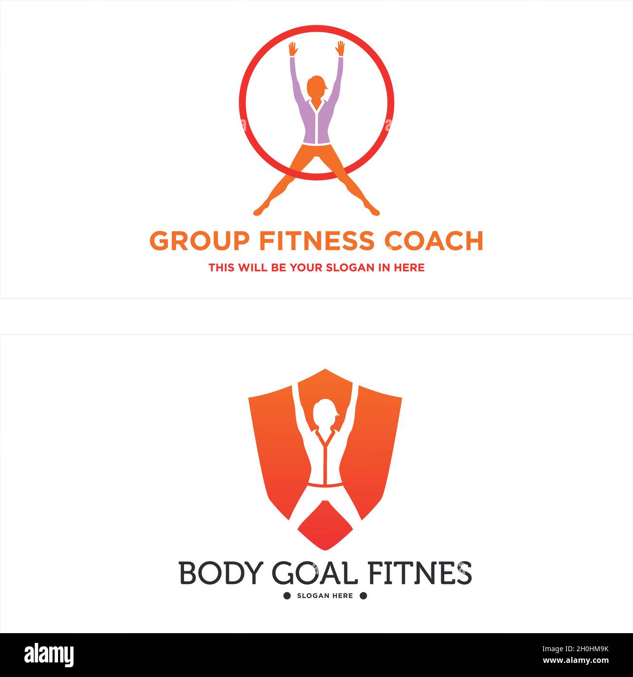 Modern set of fitness coach shield people man logo design Stock Vector ...