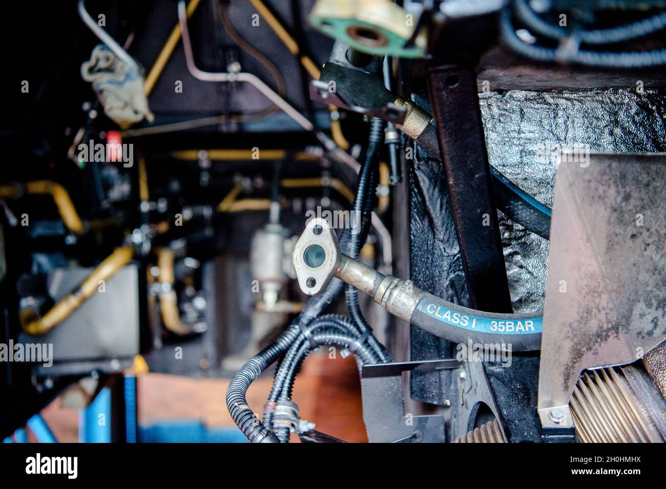 Augsburg, Germany. 08th Oct, 2021. The engine compartment of a bus ...
