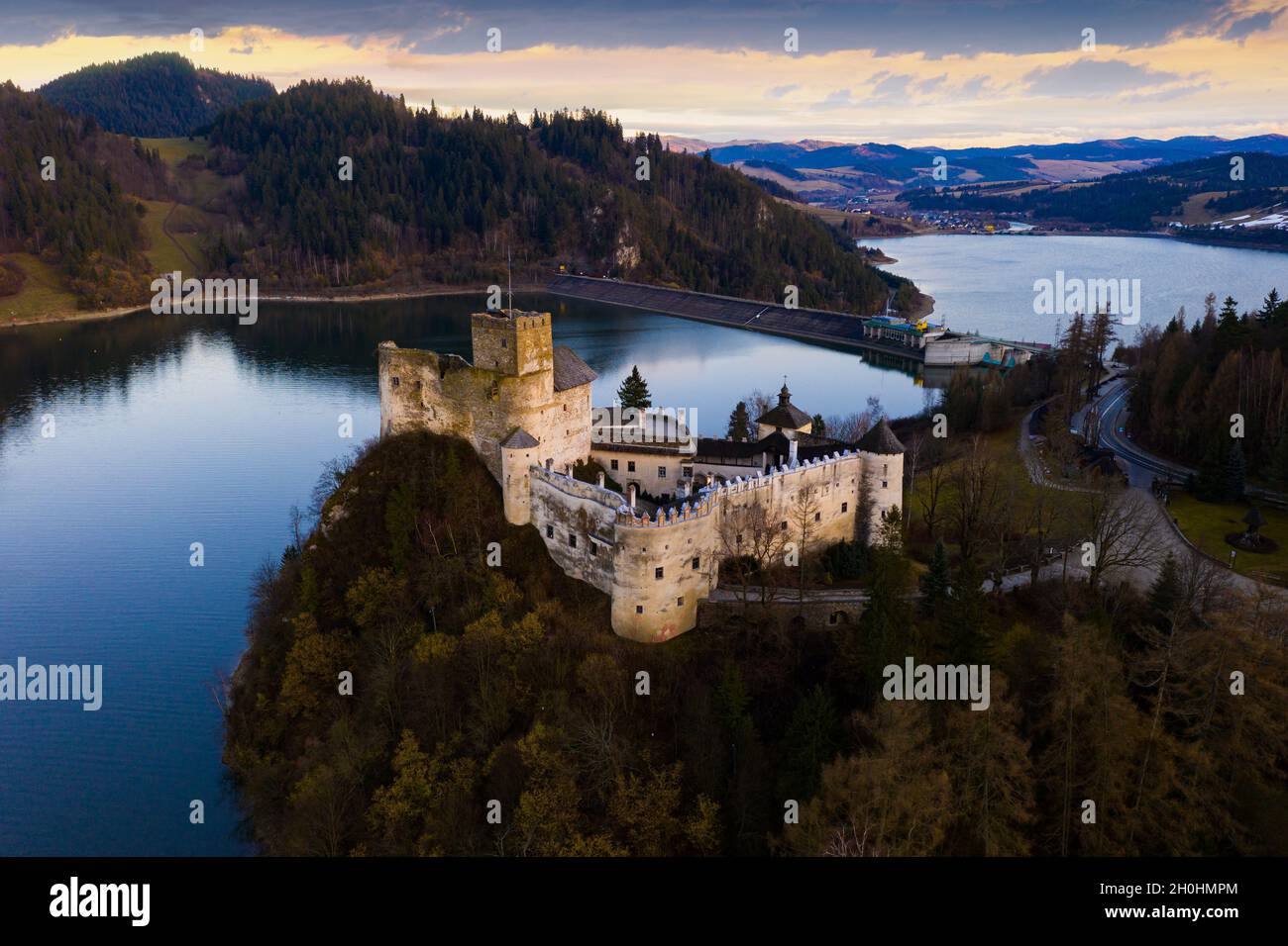 Dunajec Castle at dusk Stock Photo - Alamy