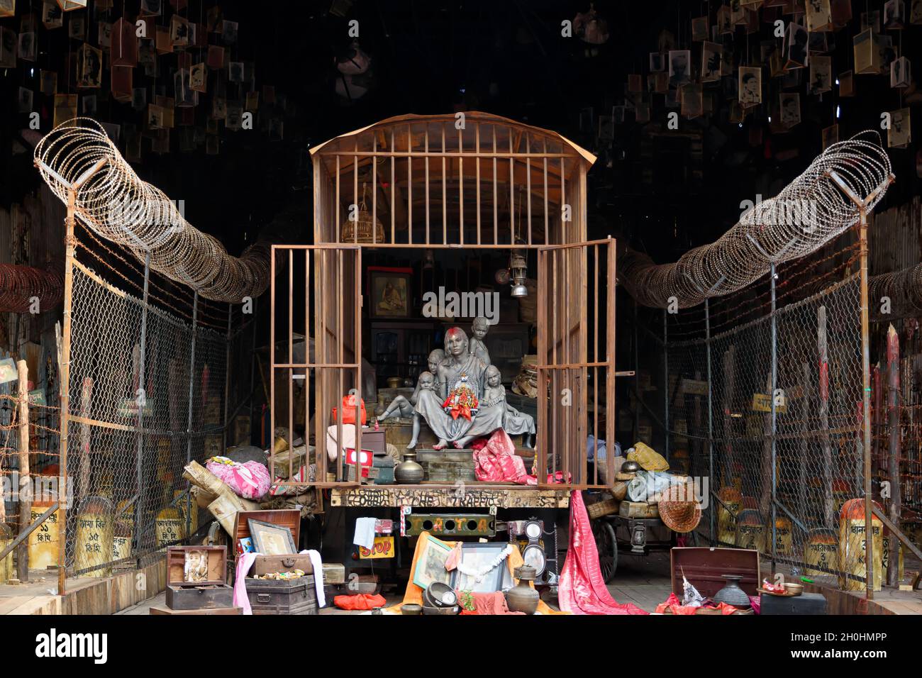 Goddess Durga idol decorated at puja pandal at Barisha club, Kolkata ...