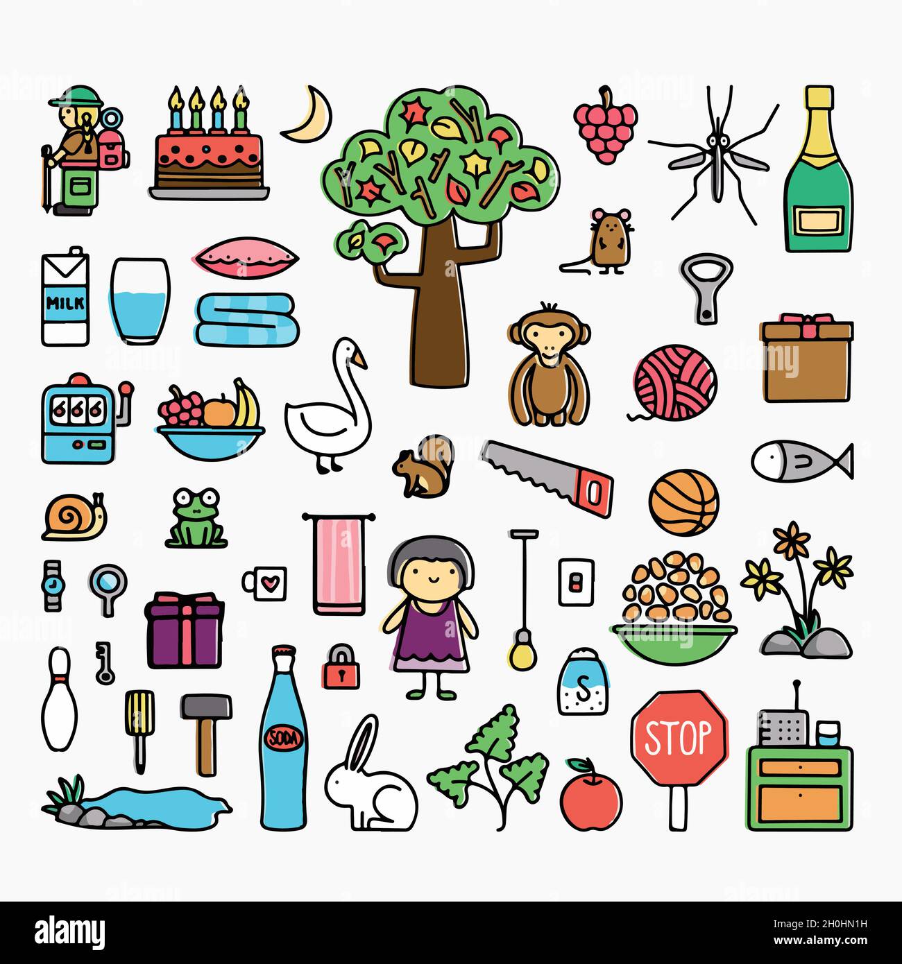 Doodle vector moon illustration Stock Vector Images - Alamy