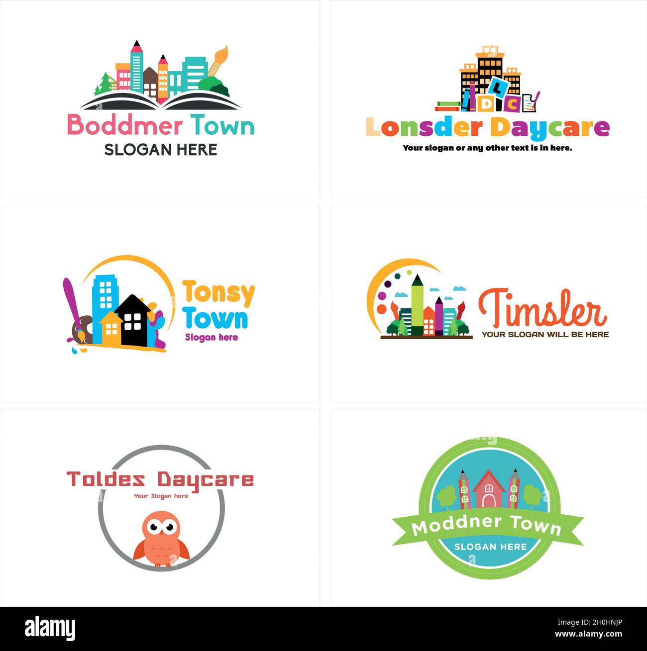 Colorful playful building children logo design Stock Vector Image & Art ...