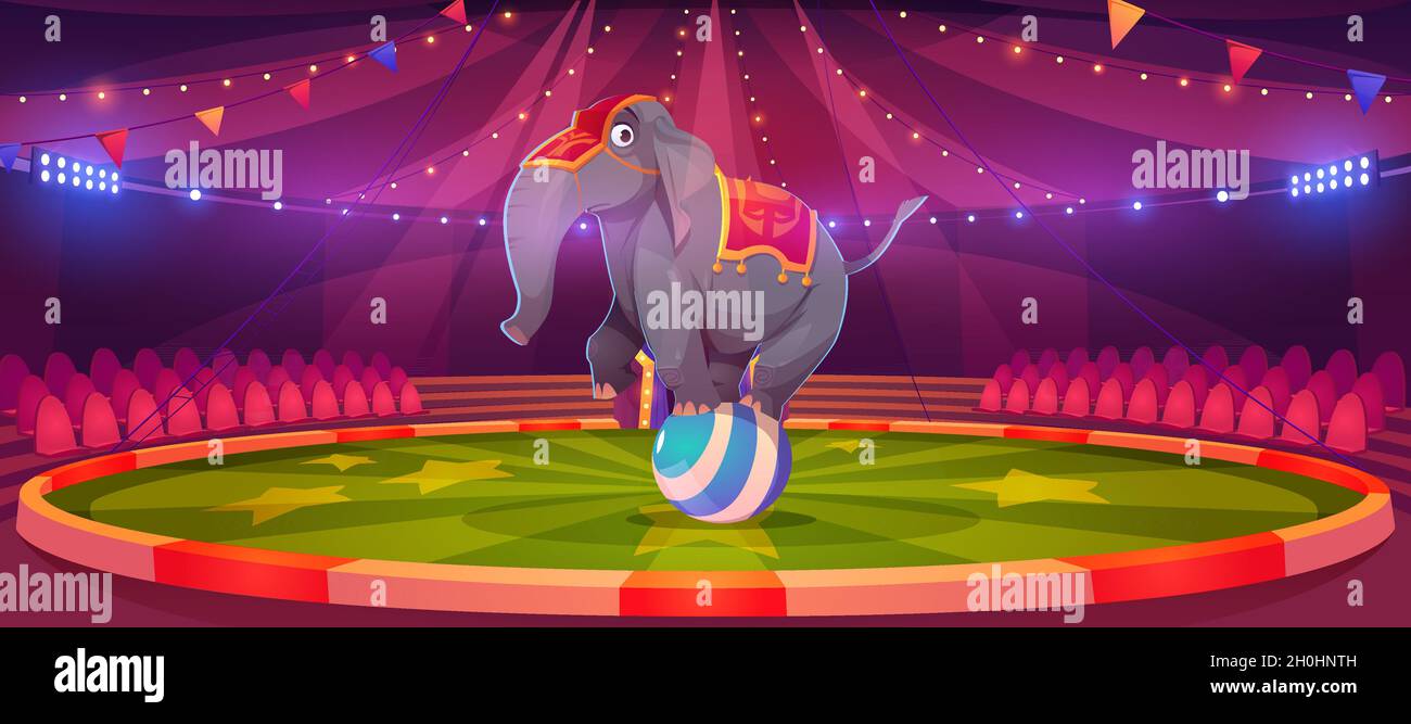 Vintage Circus Elephant On Ball Clip Art